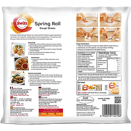Buy Switz Spring Roll Sheets - 6X6 inch - 40 pcs + Paratha Puff 5 pcs ...