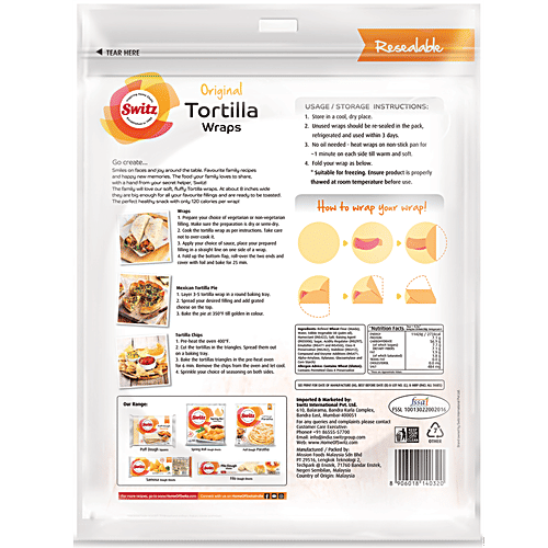 Buy Switz Tortilla Wraps - Original, Vegan Friendly 360 g + Paratha ...
