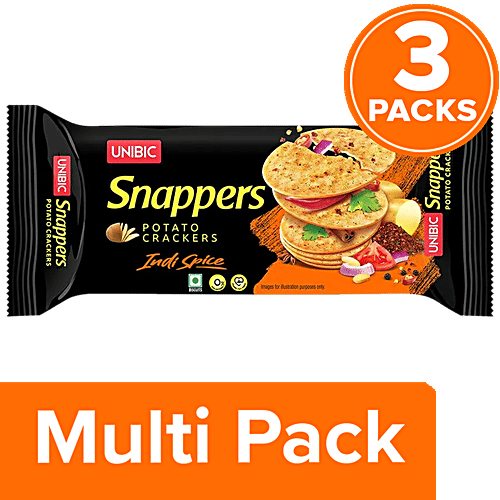 Buy UNIBIC Snappers Potato Crackers - Indi Spice, Light, Crispy Snack ...