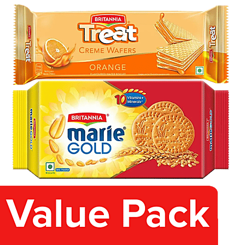 Buy Britannia Britannia Treat Orange Wafers 55g + Britannia Marie Gold ...