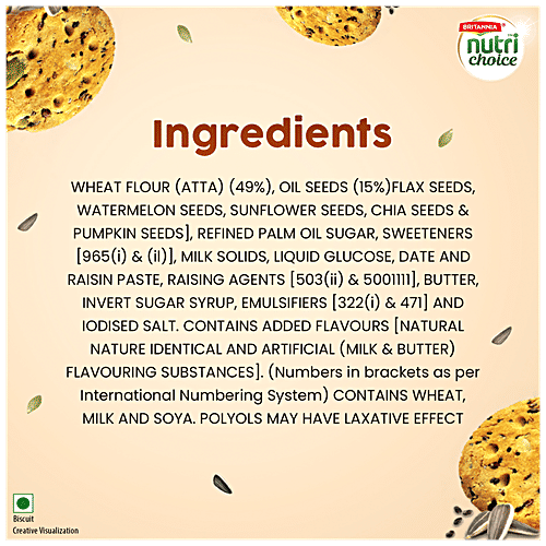 Buy Britannia Nutrichoice Seed Biscuits - 0% Maida, High In Fibre ...