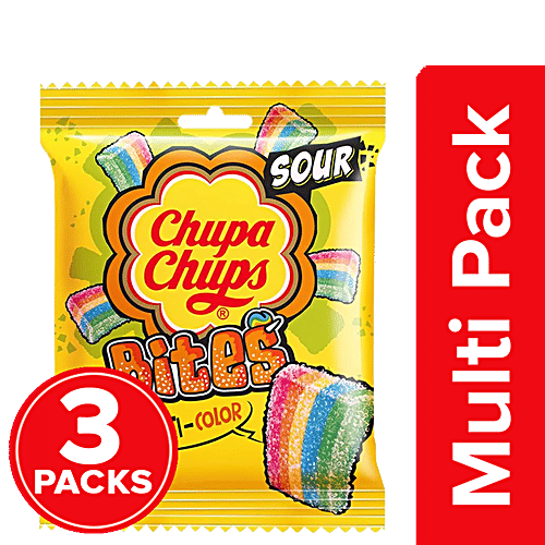 Buy Chupa Chups Sour Bites Mixed Fruit Flavour Soft & Chewy Toffee ...