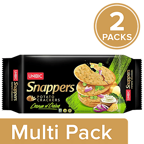 Buy UNIBIC Snappers Potato Crackers - Cream 'N' Onion, Crispy Snack ...