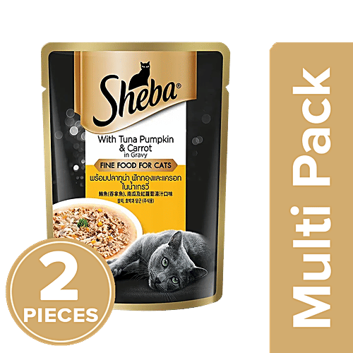 Buy Sheba Rich Premium Adult Fine Wet Cat Food, Tuna Pumpkin & Carrot ...