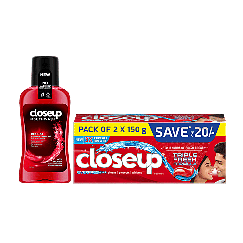 Buy Closeup India's No. 1 Gel Toothpaste + Red Hot Mouthwash Online at ...