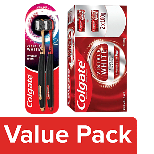 Buy Colgate Visible White Whitening Toothpaste, 200 g + O2 Toothbrush ...