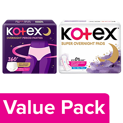 Buy Kotex Overnight Period Panties- S/M 2 pcs & Super Overnight ...