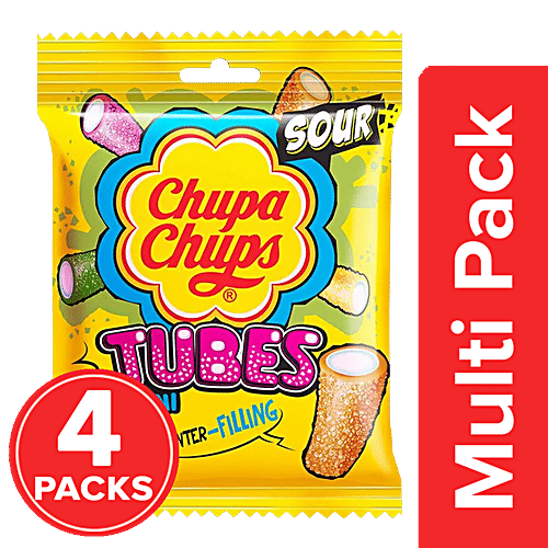 Buy Chupa Chups Sour Mini Tubes Mixed Fruit Flavour Soft & Chewy Toffee ...