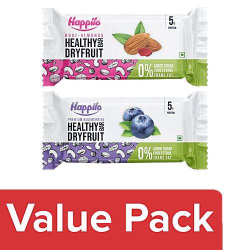 Buy Happilo Healthy Dry Fruit Bar - Premium Blueberries 2x35 g + Rose ...