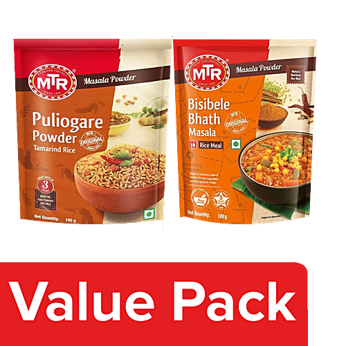 Buy MTR Masala - Bisibelebath Powder 100g + Masala - Puliogare Powder ...