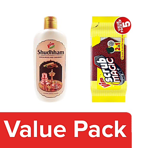 Buy Vim Shudhham Gel Sandalwood & Tamarind,250ml + Scrub Magic Nonwoven ...