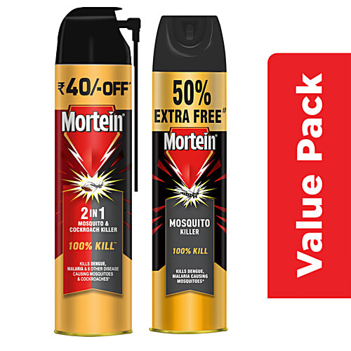 Buy Mortein 2-In-1 Mosquito & Cockroach,600ml + Mosquito & Fly Killer ...