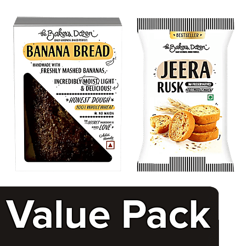 Buy The Baker's Dozen Banana Bread - 100% Wholewheat 150 g + Jeera Rusk ...