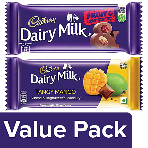 Buy Cadbury Dairy Milk Chocolate Bars - Tangy Mango Madbury + Fruit ...