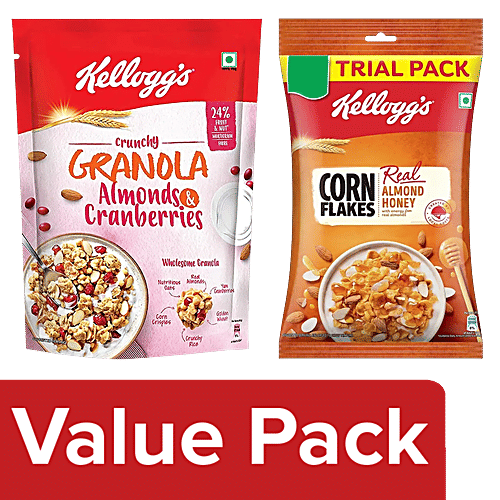 Buy Kelloggs Crunchy Granola Almonds & Cranberries,140g + Corn Flakes ...