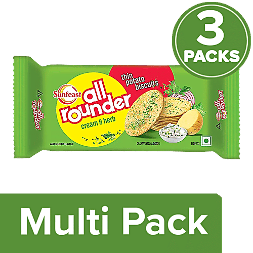 Buy Sunfeast All Rounder - Thin, Light & Crunchy Potato Biscuit With Cream & Herb Flavour Online ...
