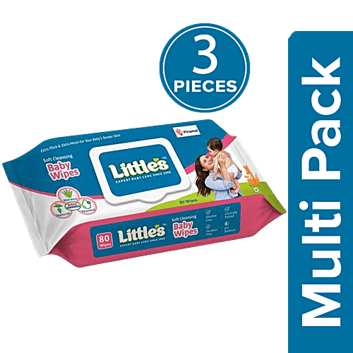 Buy Littles Baby Wipes With Lid - Aloe Vera, Jojoba Oil & Vitamin E ...