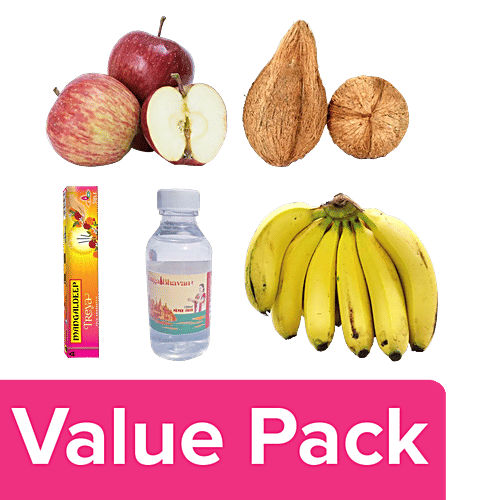 Buy bb Combo Coconut 1pc+Banana 500g+Shimla Apple 4pcs+Ganga Jal 100ml ...