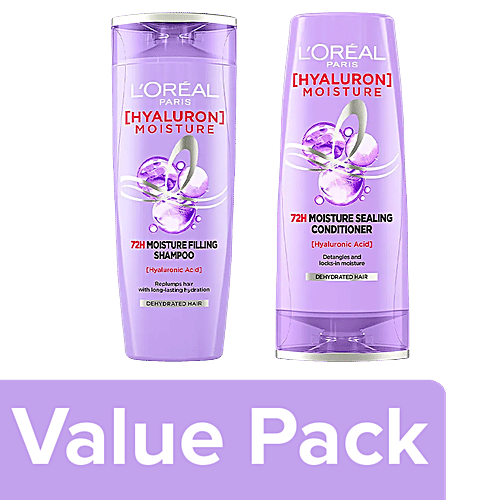 Buy L'Oreal Paris Hyaluron Moisture Shampoo 340 ml + Conditioner 180 ml Online at Best Price of ...