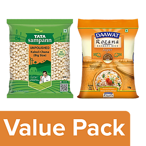 Buy bb Combo Daawat Rozana Basmati Rice 1 kg + Tata Sampann Kabuli ...