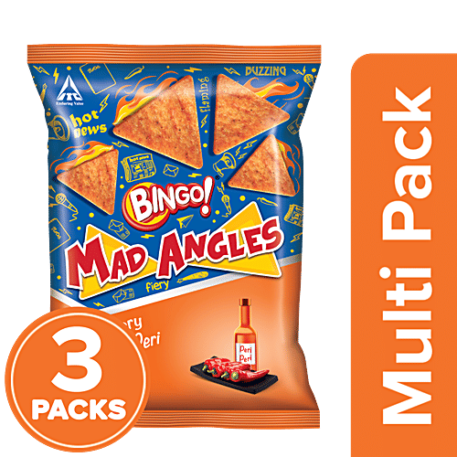 Buy Bingo! Mad Angles Very Peri Peri Corn Based, Spicy Crunchy Chips ...