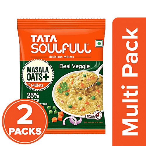 Buy Tata Soulfull Masala Oats+ Desi Veggie, With 25% Millets, Non ...