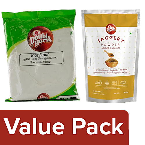 Buy Double Horse White Rice Flour + Jaggery Powder Online at Best Price ...