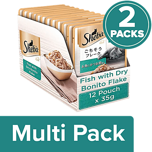 Buy Sheba Rich Premium Fish with Dry Bonito Adult (1+ Years) Wet Cat ...
