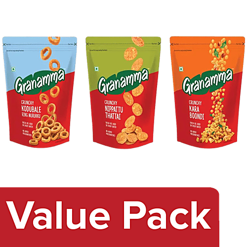 Buy Granamma Crunchy Thattai/ Nippattu + Kodubale/Ring Murukku + Kara ...