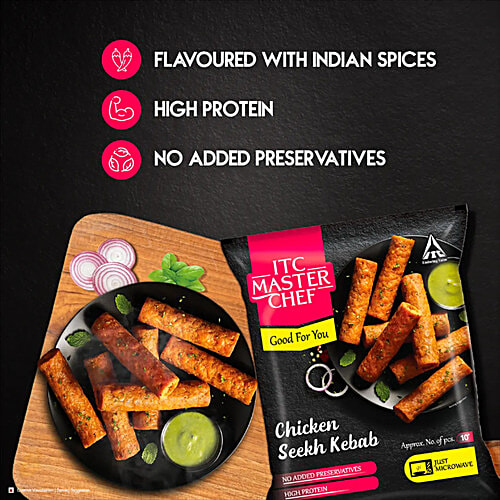 Buy ITC Master Chef Chicken Seekh Kebab - Non-Veg Frozen Snack, Ready ...