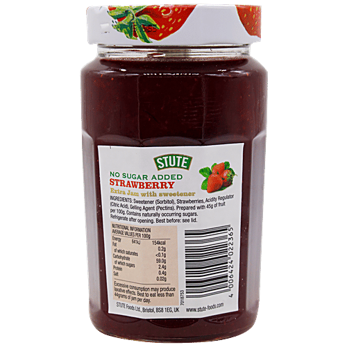 Buy Stute Diabetic Jam Strawberry Extra No Added Sugar 430 Gm Jar ...