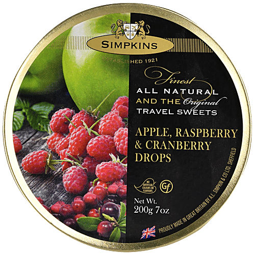 Buy Simpkins Travel Sweets - Apple Raspberry & Cranberry 200 gm Tin ...