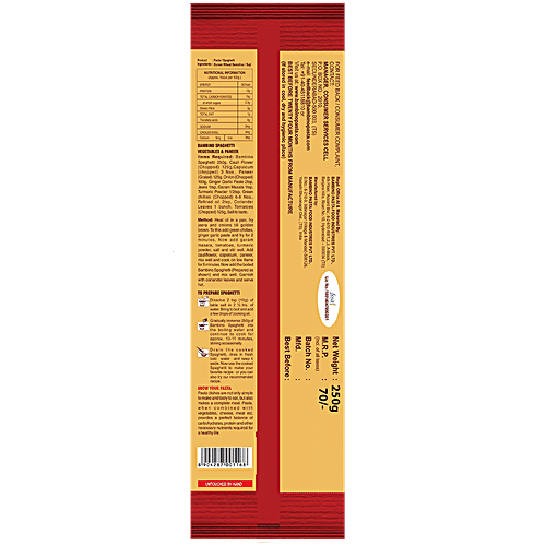 Buy Bambino Pasta Spaghetti 250 Gm Pouch Online at the Best Price of Rs ...