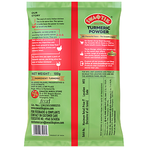 Buy Swastik Haldi Powder 100 Gm Pouch Online at the Best Price of Rs 40 ...