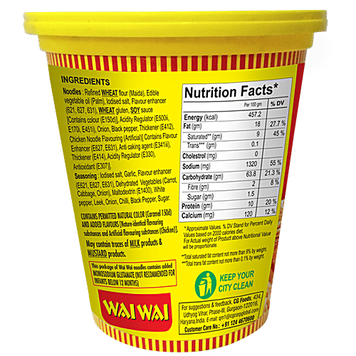 Buy Wai Wai 1 2 3 Noodles Chicken Flavour 65 Gm Cup Online At Best ...