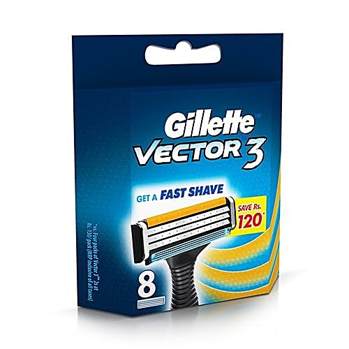 Buy Gillette Vector 3 Manual Shaving Razor Blades Cartridge 8 Pcs ...
