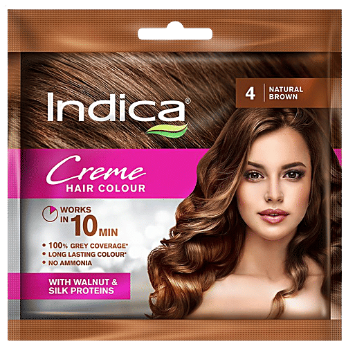 Buy Indica Hair Colour Crame Natural Brown 4 1 Pc Pack Online at the ...