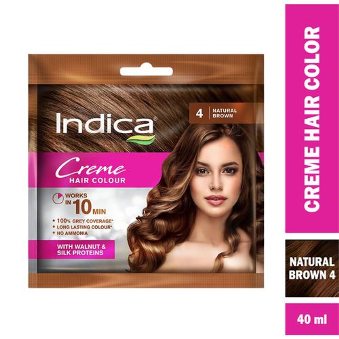 Buy Indica Hair Colour Crame Natural Brown 4 1 Pc Pack Online at the ...