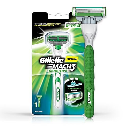 Buy Gillette Refillable Razor Mach 3 Turbo Sensitive 1 Pc Online at the ...