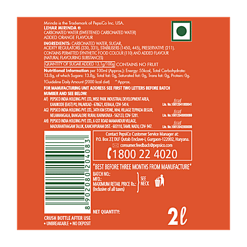 Buy Mirinda Soft Drink Orange 2 L Online At Best Price of Rs 90 - bigbasket