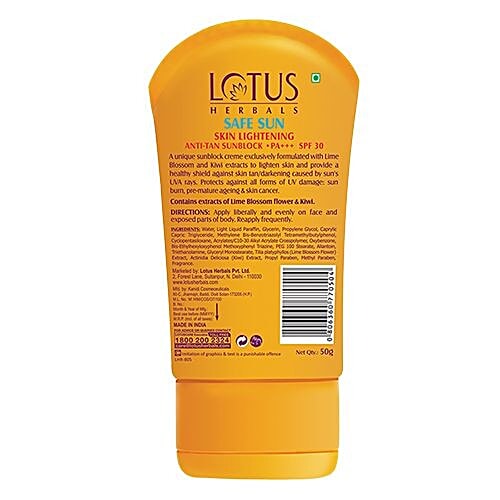 Buy Lotus Herbals Safe Sun Skin Lightening Anti -Tan Sunscreen PA ...