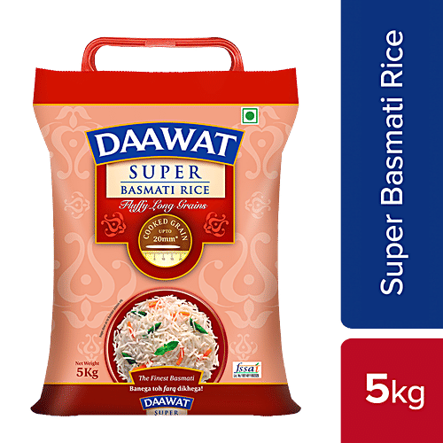 Buy Daawat Basmati Rice Super 5 Kg Pouch Online At Best Price of Rs 659 ...