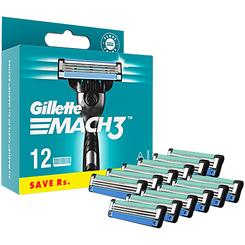 Buy Gillette Mach 3 - Manual Shaving Razor Blades (Cartridge) 12 pcs ...