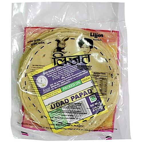 Buy Lijjat Papad Urad 200 Gm Pouch Online At Best Price of Rs 68 ...