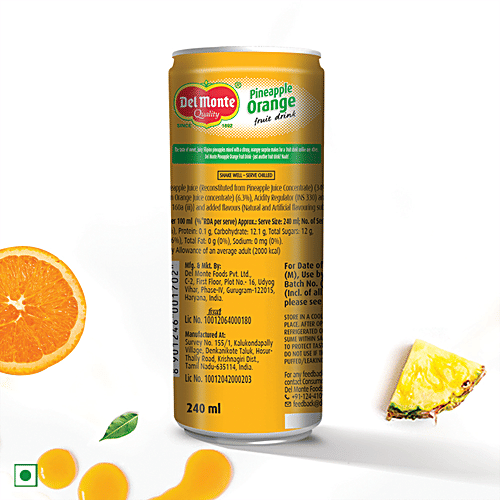 Buy Del Monte Fruit Drink Pineapple Orange 240 Ml Tin Online at the ...