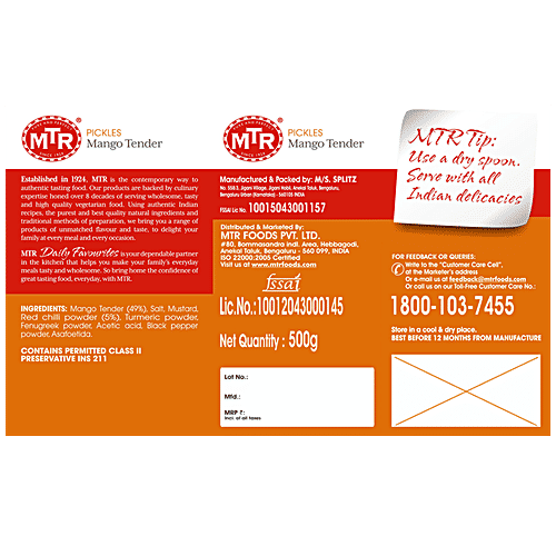 Buy Mtr Pickle Mango Tender 500 Gm Jar Online at the Best Price of Rs ...