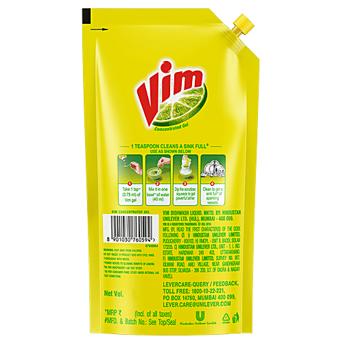 Buy Vim Dishwash Gel - Lemon 115 ml Online at Best Price. of Rs 18.50 ...