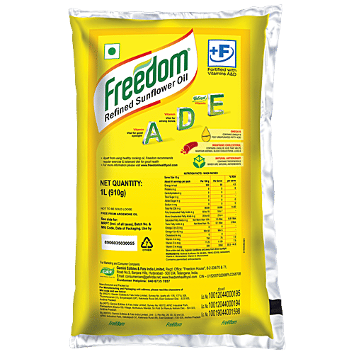 Buy Freedom Refined Oil Sunflower 1 Ltr Pouch Online At Best Price of ...