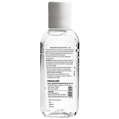 Buy Hands-On Hand Sanitizer - Lime, Alcohol Based, Kills 99.9% of the ...