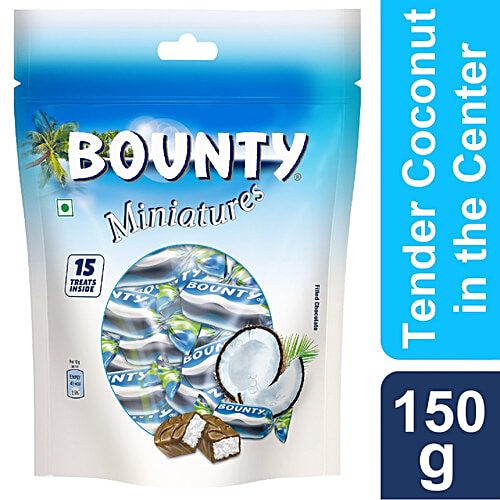 Buy Bounty Miniatures Coconut Filled Chocolates 170 Gm Pouch Online At ...
